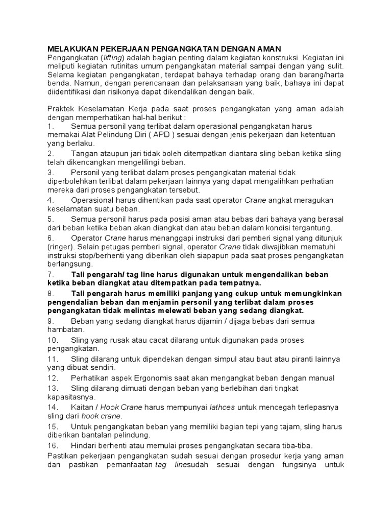 Melakukan Pekerjaan Pengangkatan Dengan Aman | PDF | Bisnis | Sains ...