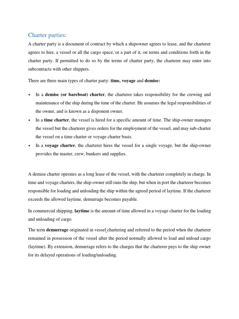 Charter Parties | PDF | Law Of The Sea | Bill Of Lading