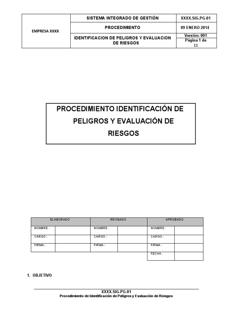 Formato - Procedimiento - IPER | Descargar gratis PDF | Riesgo | Seguridad y salud ocupacional