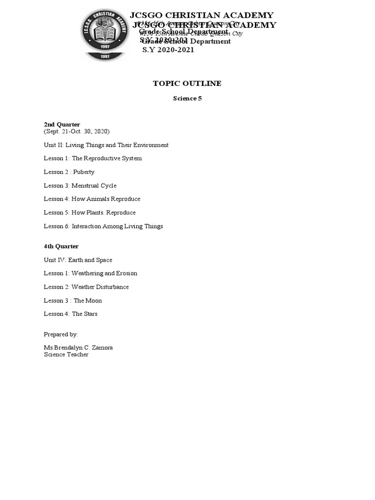 Jcsgo Christian Academy Jcsgo Christian Academy: S.Y 2020-2021 S.Y 2020 ...