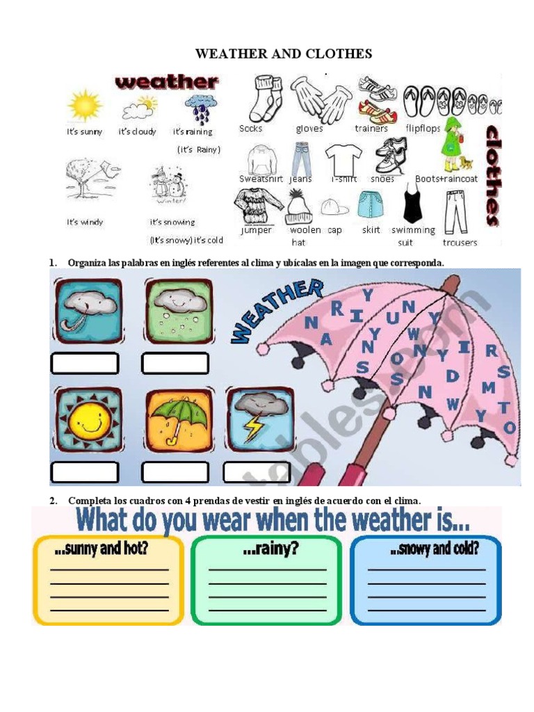 Ejercicios de Ropa y Clima en Inglés | PDF