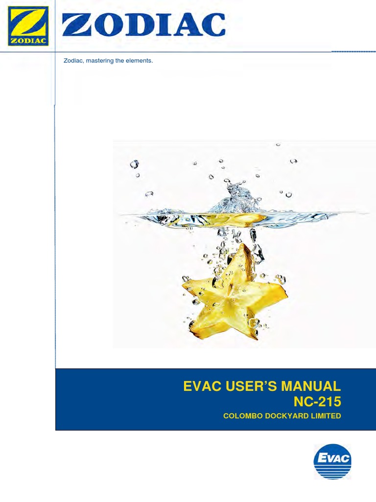 Evac User'S Manual: Zodiac, Mastering The Elements | PDF | Pipe (Fluid ...