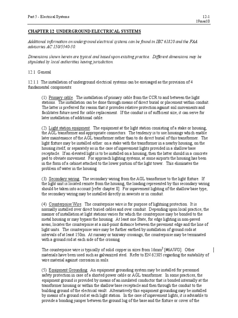 Chapter 12 Underground Electrical Systems | PDF | Electrical Wiring ...