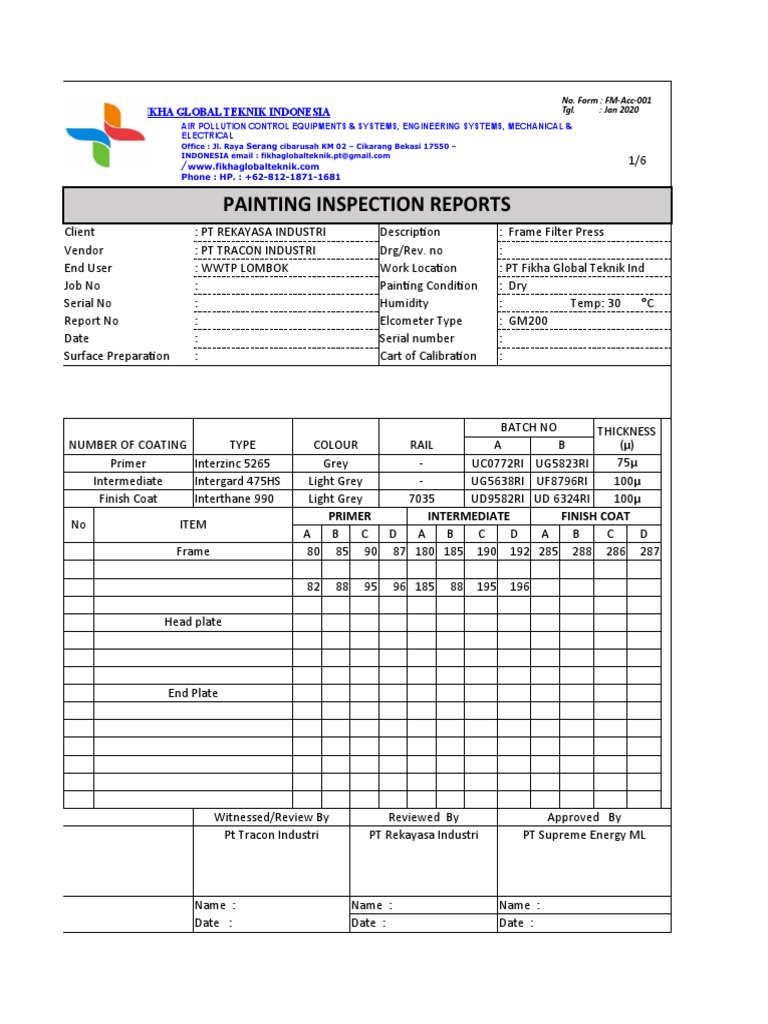 Form Check Sheet Painting | PDF | Humidity | Nature