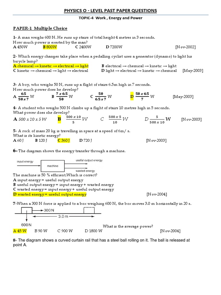 4 Work, Energy and Power | PDF | Potential Energy | Power (Physics)
