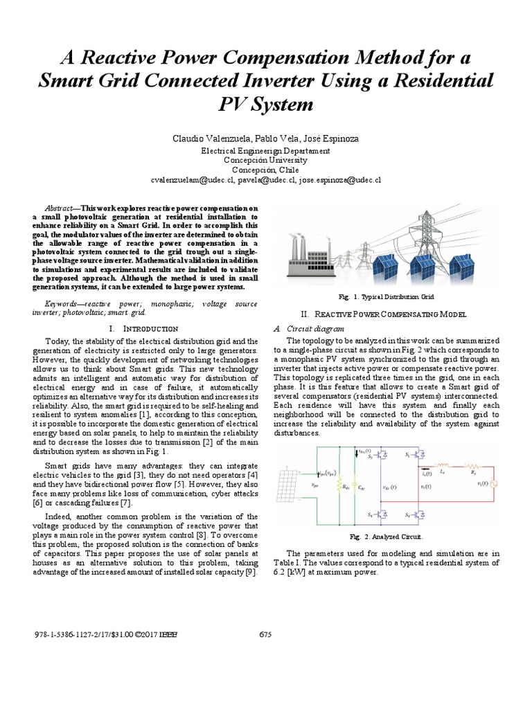 A Reactive Power Compensation Method For A Smart Grid Connected Inverter Using A Residential PV ...