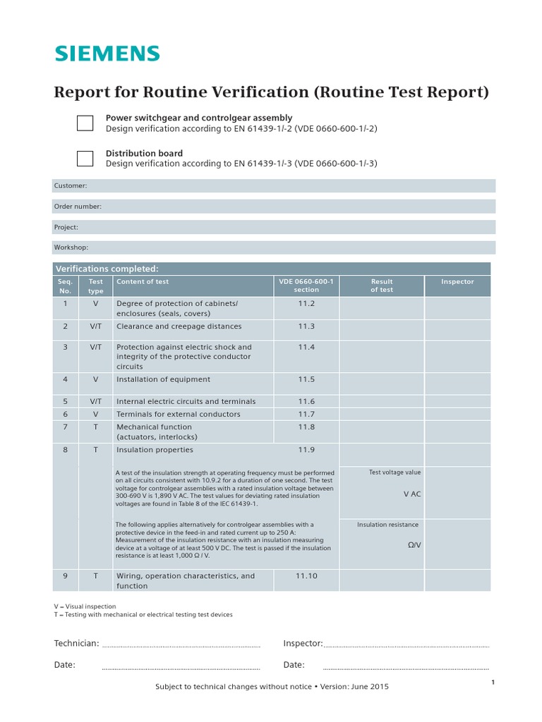 Report For Routine Verification (Routine Test Report) : Power ...