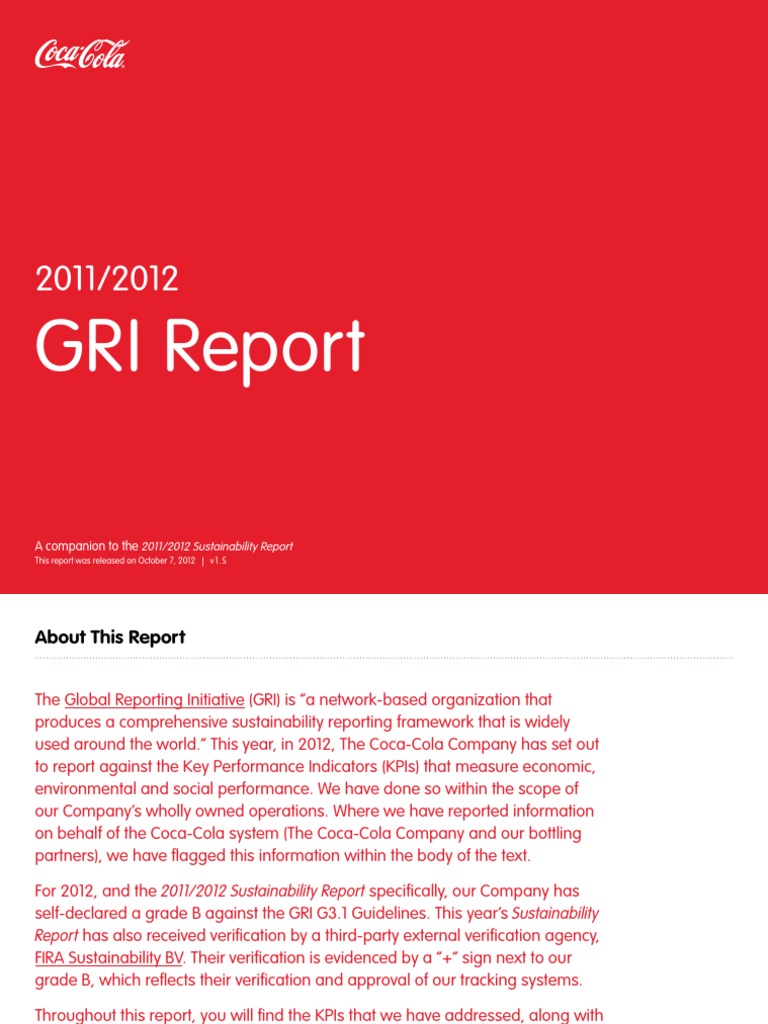 Coca Cola Company Sustainability-Report 2012 PDF | PDF | Climate Change ...