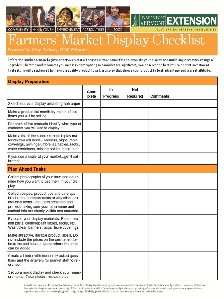 Farmers Market Display Checklist | PDF | Business