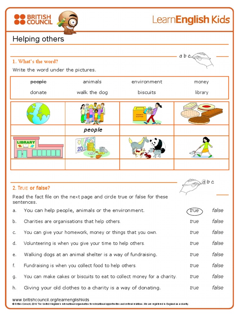 Reading Practice Helping Others Worksheet | PDF | Society | Charity