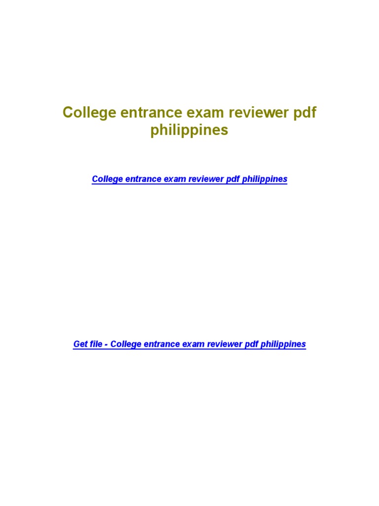 College Entrance Exam Reviewer PDF Philippines PDF | PDF