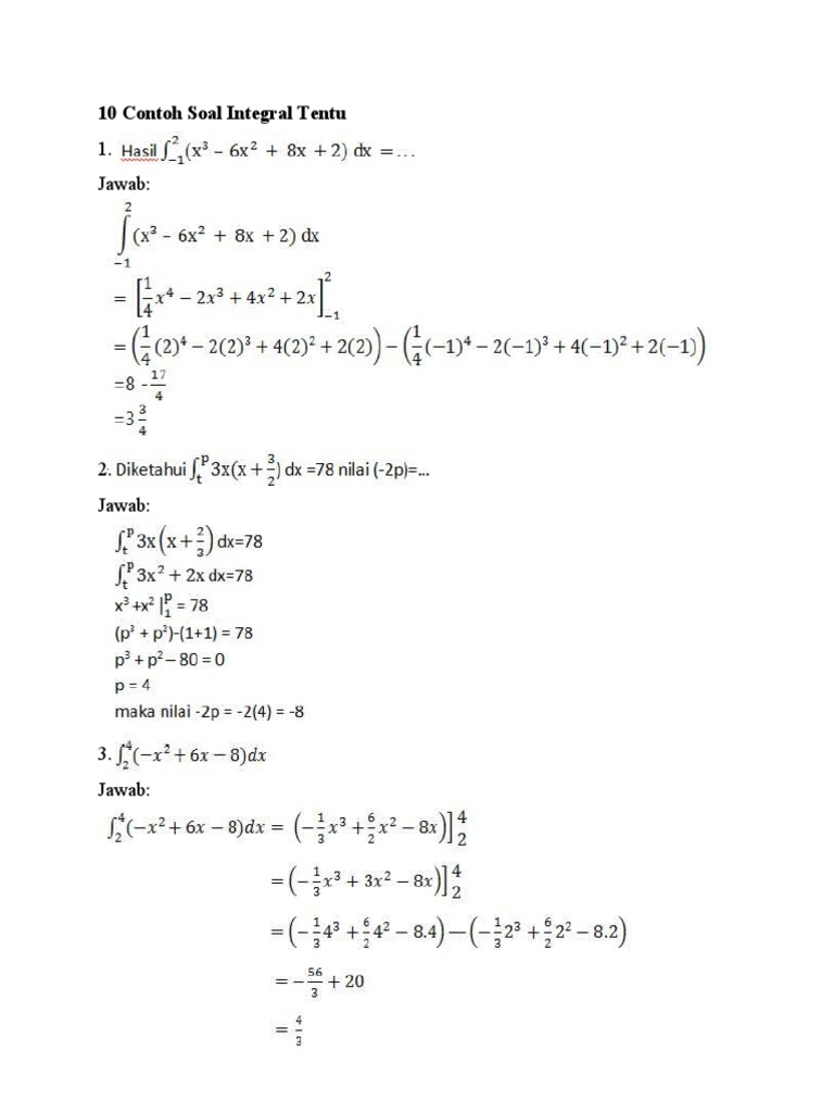 Contoh Soal Integral Tentu Dan Tak Tentu | PDF