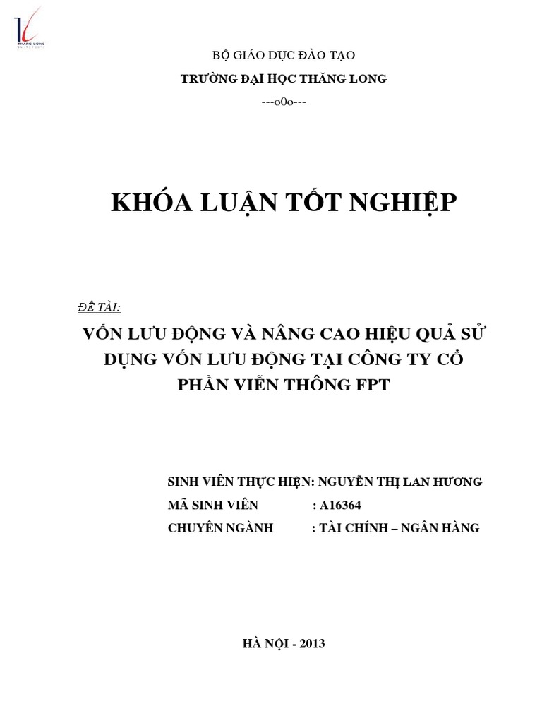 Nang Cao Hieu Qua Su Dung Von Luu Dong Tai Cong Ty Co Phan FPT | PDF