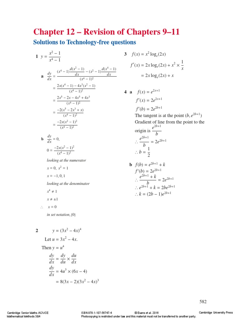 Chapter 12 - Revision of Chapters 9-11: Solutions To Technology-Free ...