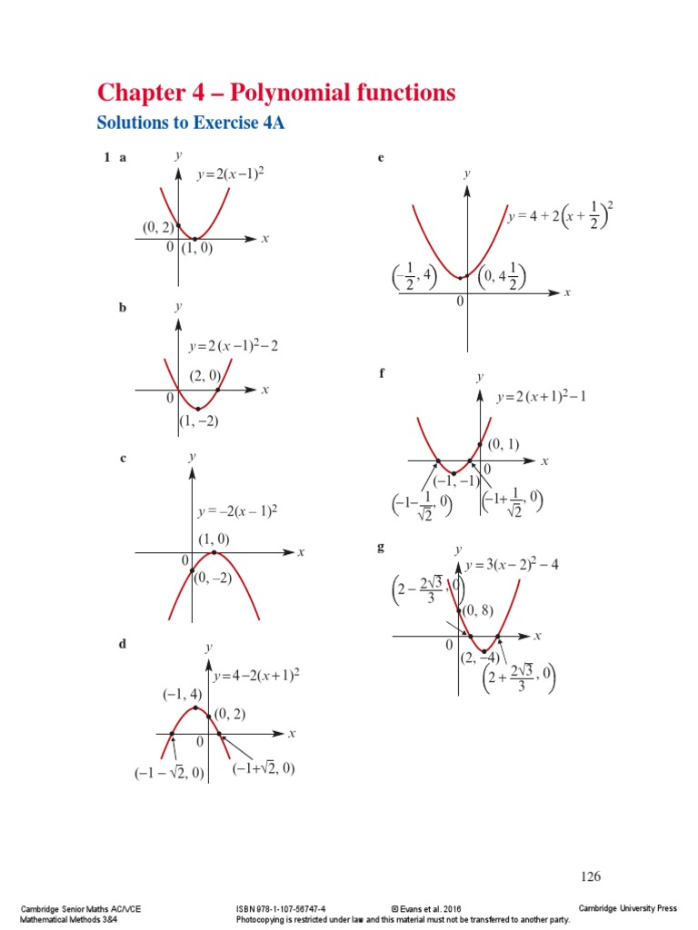Chapter 4 - Polynomial Functions: Solutions To Exercise 4A | PDF ...