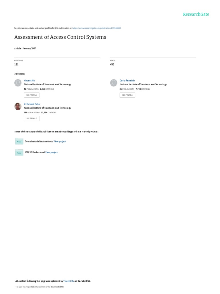 Assessment of Access Control Systems: January 2007 | PDF | Access ...