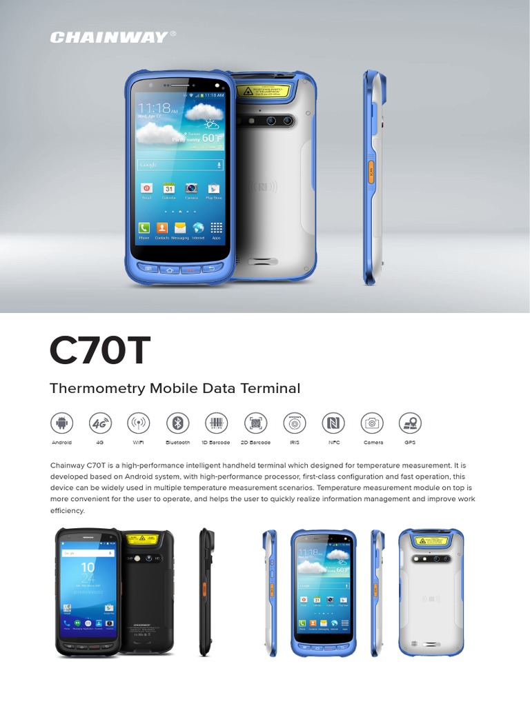 C70 Thermometry Mobile Data Terminal | PDF | Barcode | Mobile Device