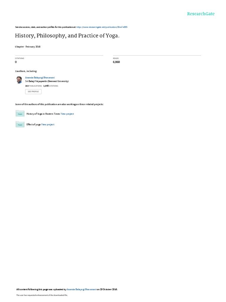 Brief History of Yoga | PDF | Yoga | Vedas