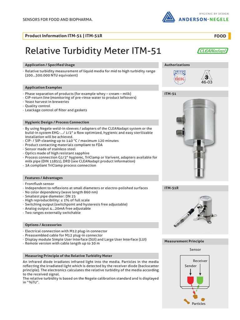Relative Turbidity Meter ITM-51: Food Product Information ITM-51 - ITM ...