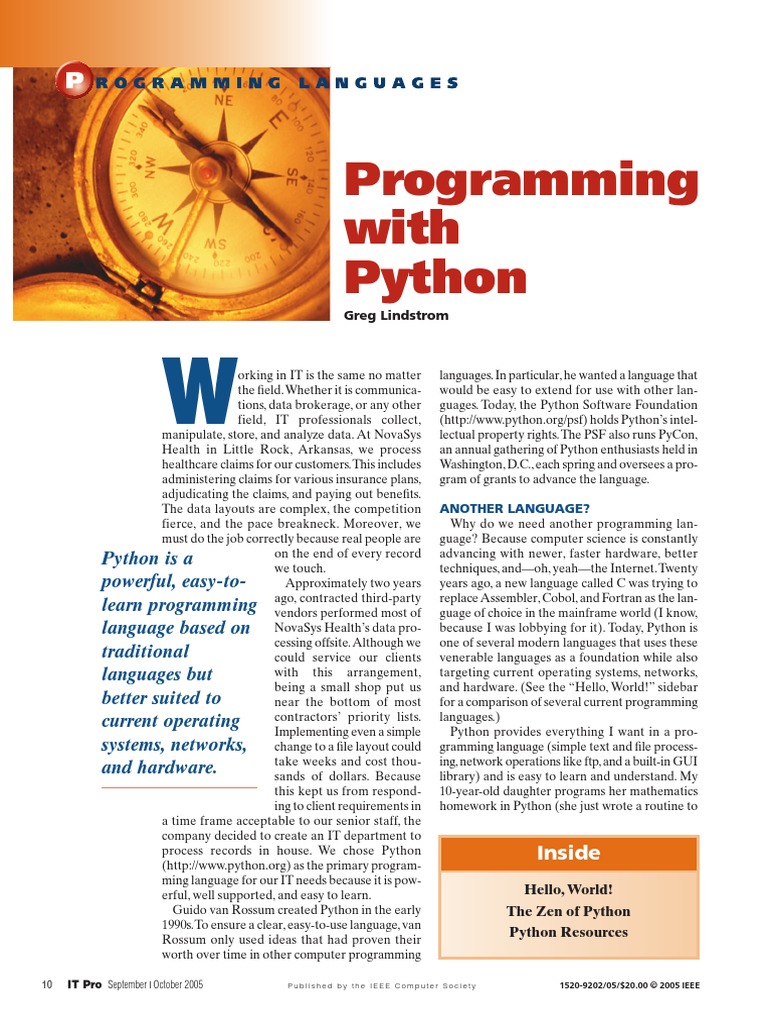 Programming With Python PDF | PDF | Python (Programming Language ...