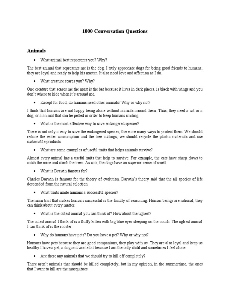 1000 Conversation Questions | PDF | Fast Food | Foods