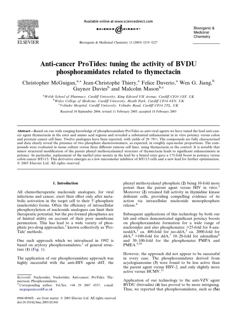 Bioorganic & Medicinal Chemistry 13 (2005) 3219-3227 | PDF | Organic ...