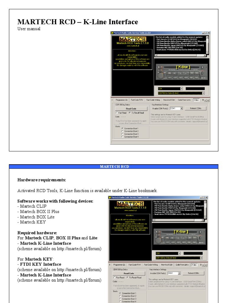 MARTECH RCD - K-Line Interface: User Manual | PDF | Interface ...
