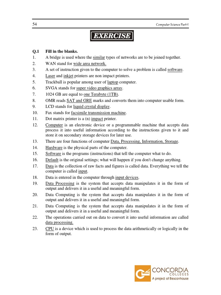 Mcqs Chapter 1-MCQs | PDF | Printer (Computing) | Computer Keyboard
