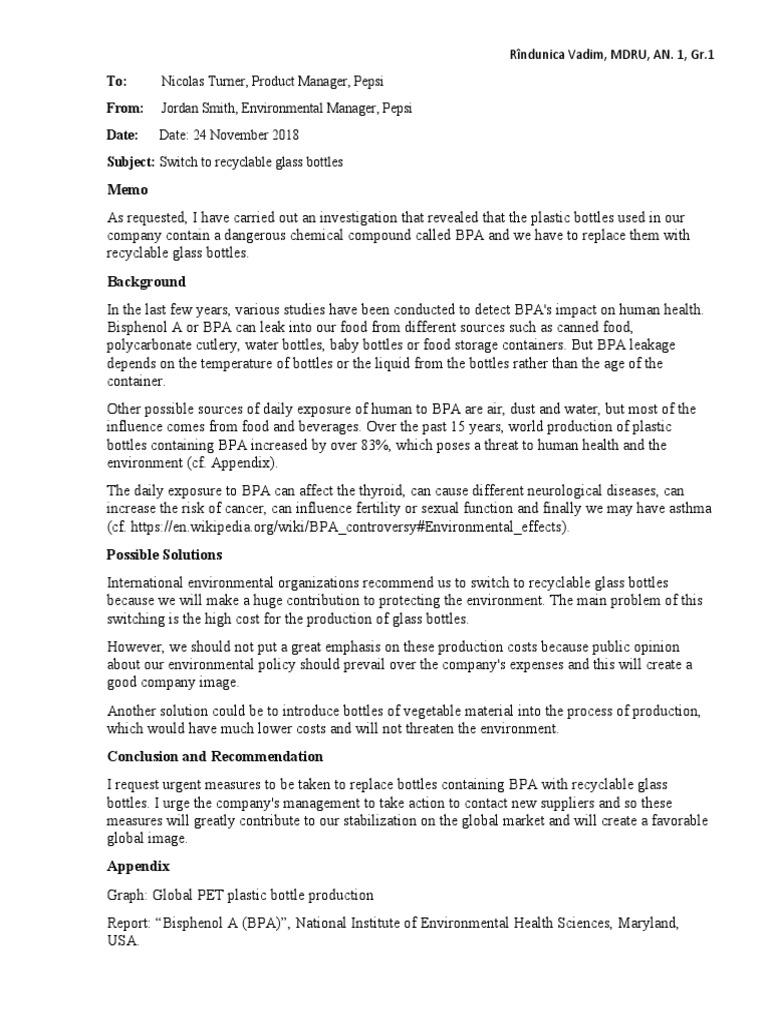 Memo English | PDF | Plastic | Environmental Issues