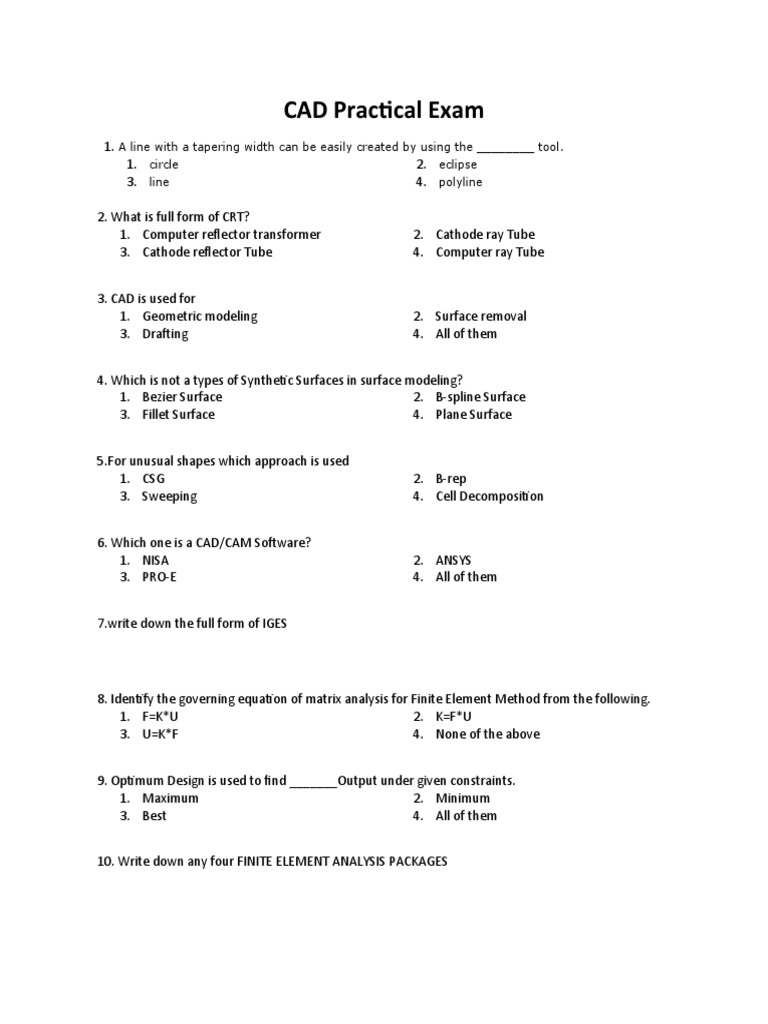 CAD Practical Exam | PDF