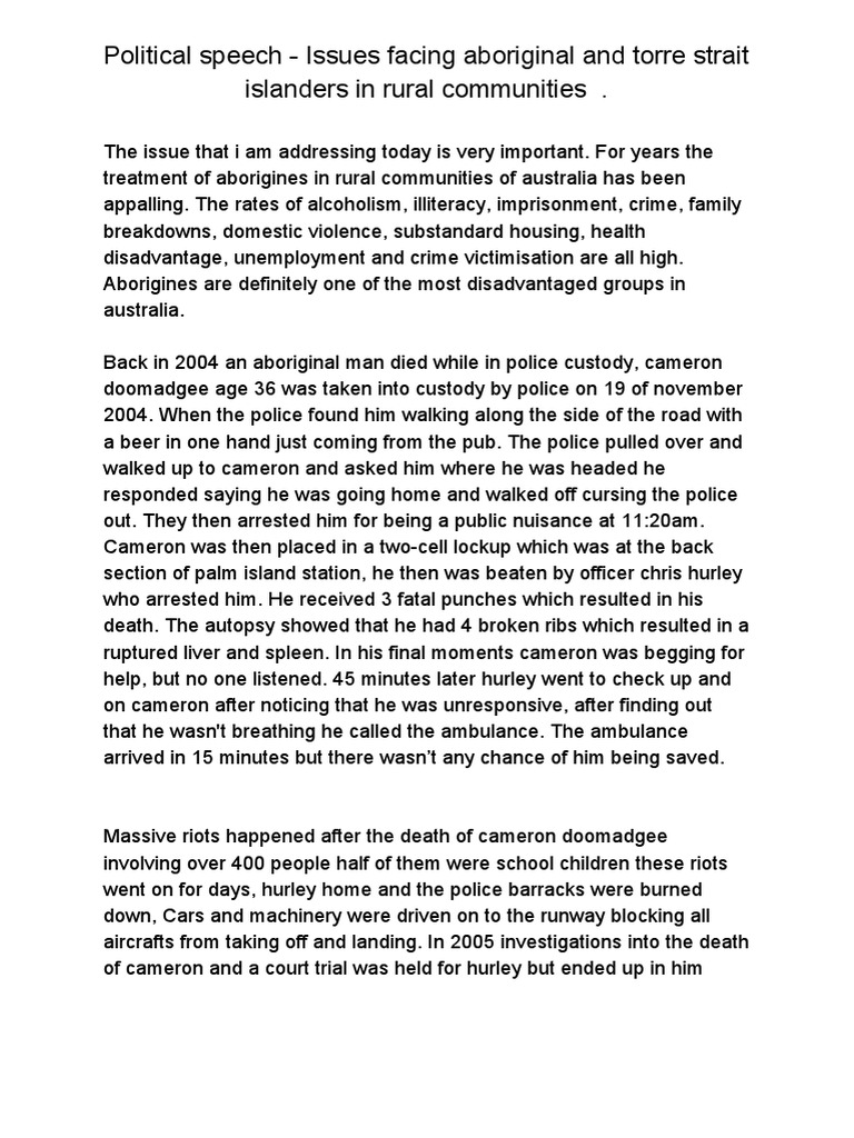 Political Speech Issues Facing Aboriginal and Torre Strait Islanders in ...