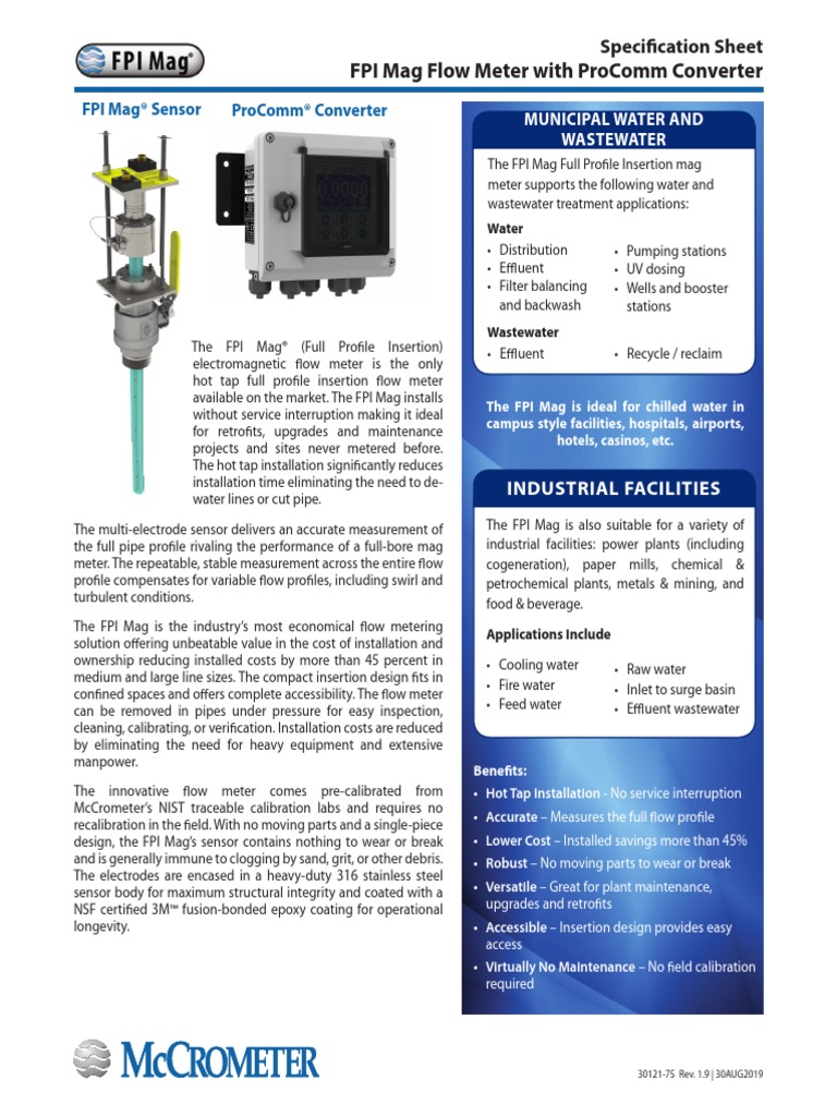 Fpi Mag Flow Meter With Procomm Converter | PDF | Flow Measurement ...