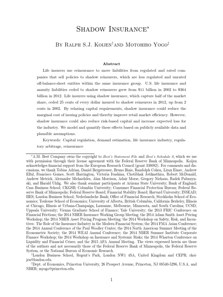 05.19.16 - Shadow Insurance | PDF | Reinsurance | Insurance