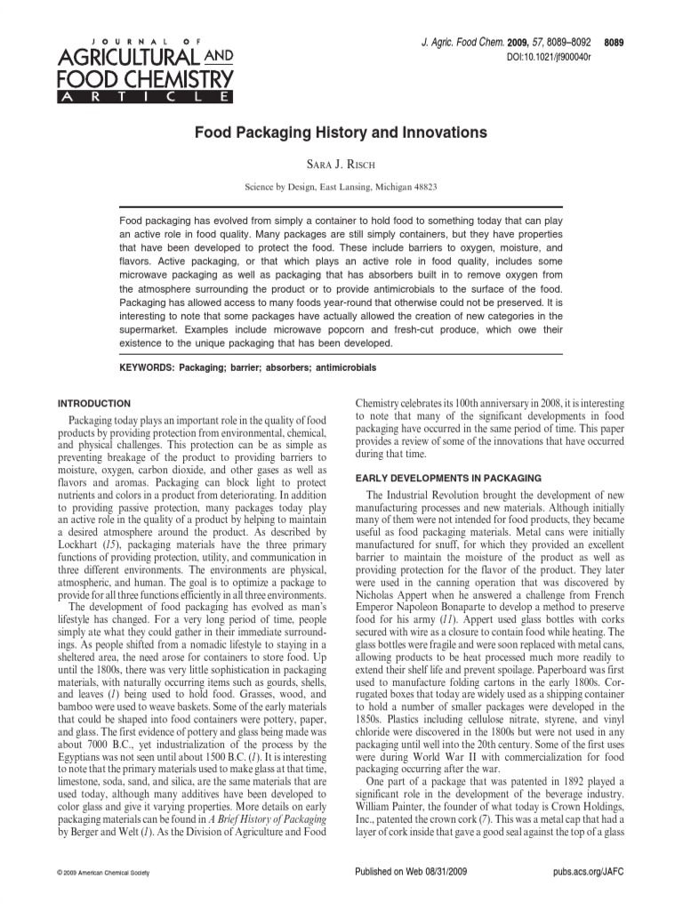 Food Packaging History and Innovations: Science by Design, East Lansing ...