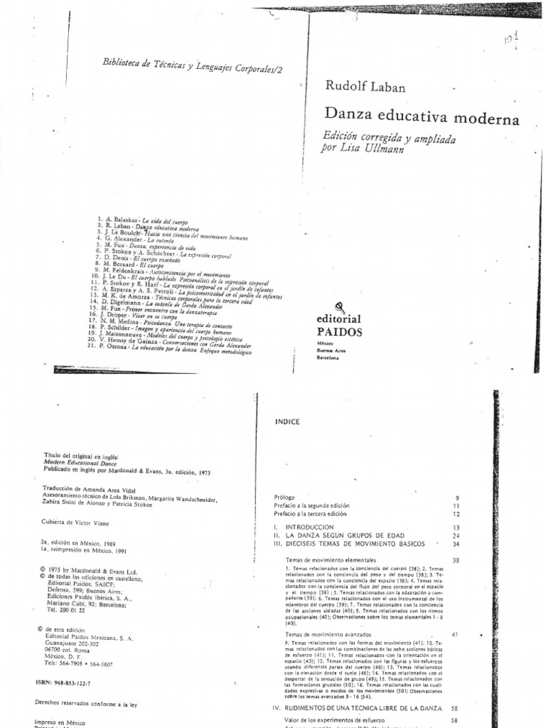 Danza Educativa Moderna. Rudolf Laban PDF | PDF