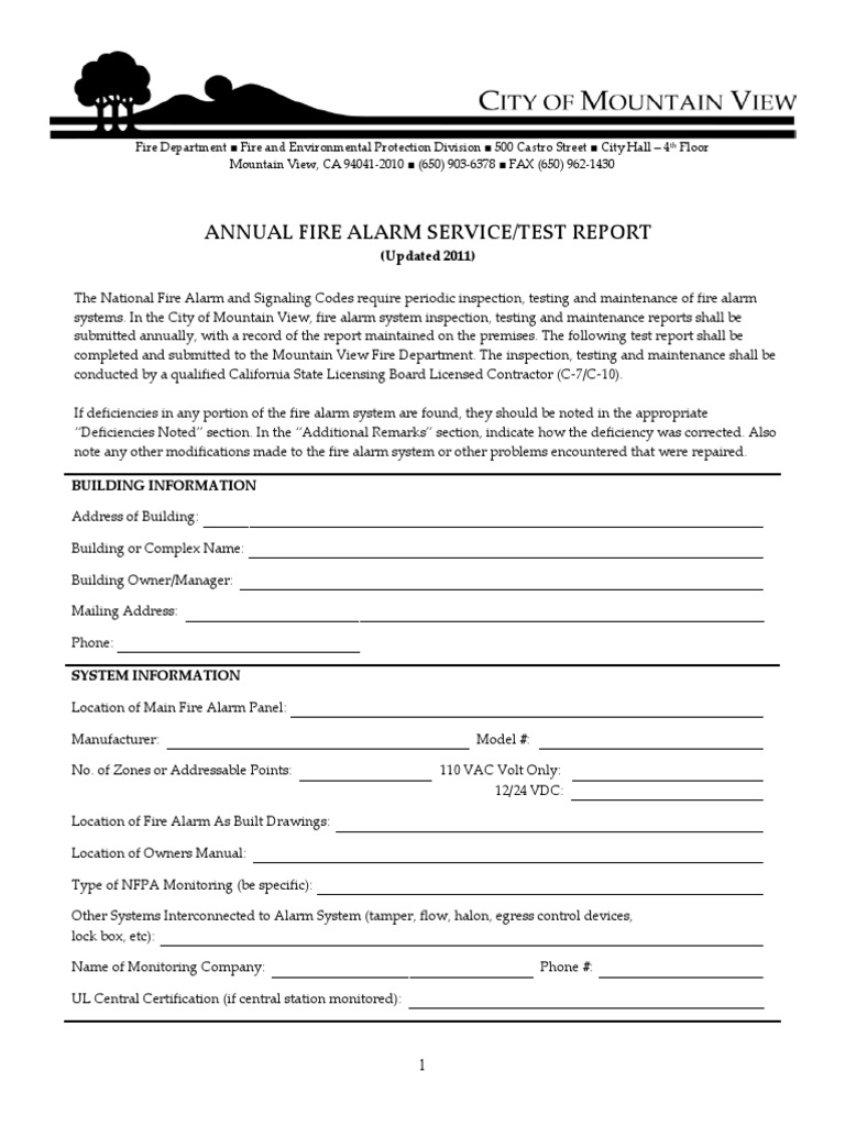 Annual Fire Alarm Service/Test Report: (Updated 2011) | PDF | Equipment ...