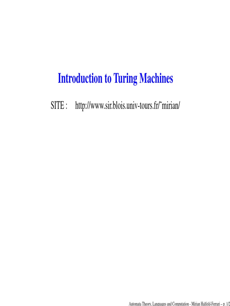 Introduction To Turing Machines: Site | PDF | Computational Complexity Theory | Alan Turing