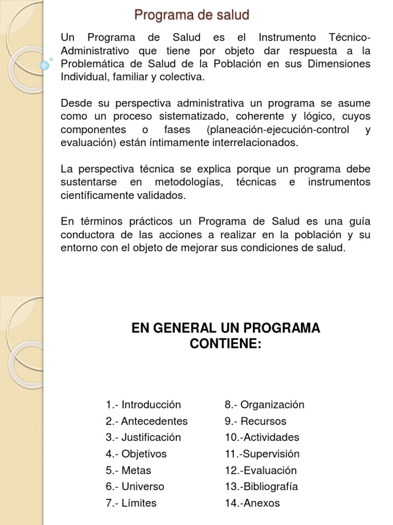 Programa de Salud | PDF | Gestión de recursos humanos | Evaluación