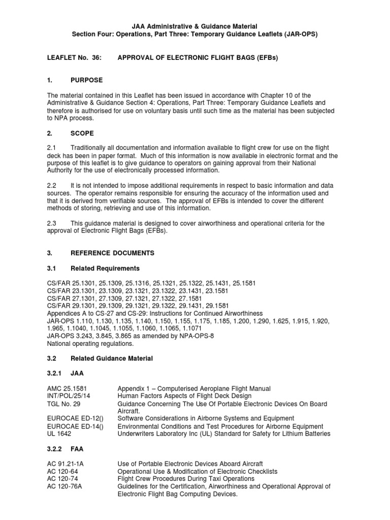 TGL-36 - Approval of Electronic Flight Bag (EFBs) | PDF | Verification ...