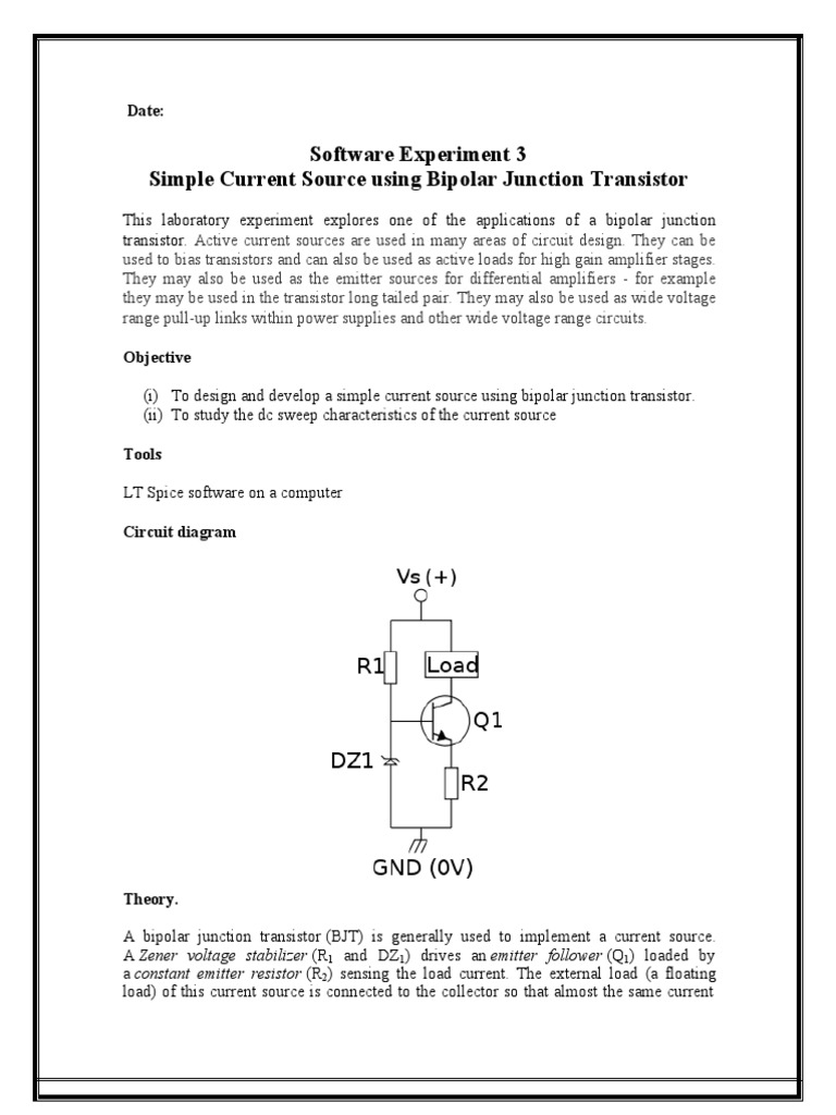 BJT Current Source Design & Analysis | PDF | Bipolar Junction ...