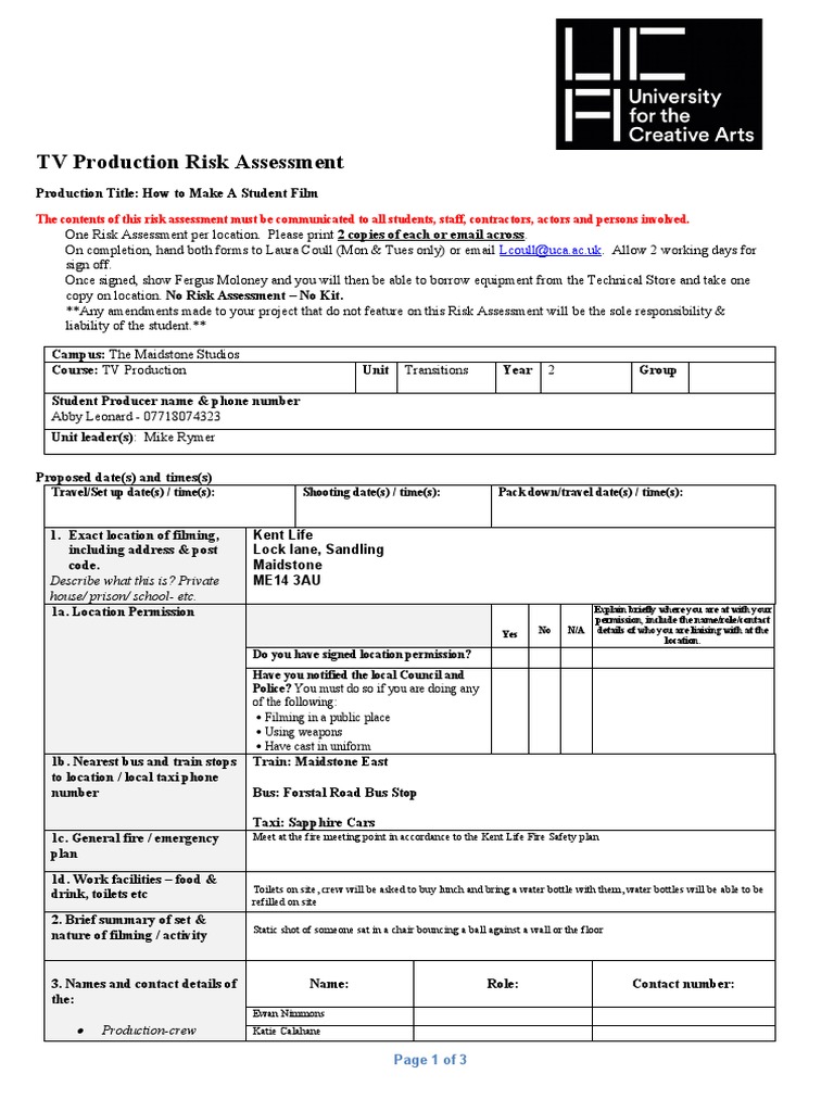 Risk Assessment For Barn at Kent Life | PDF | Hazards | Risk