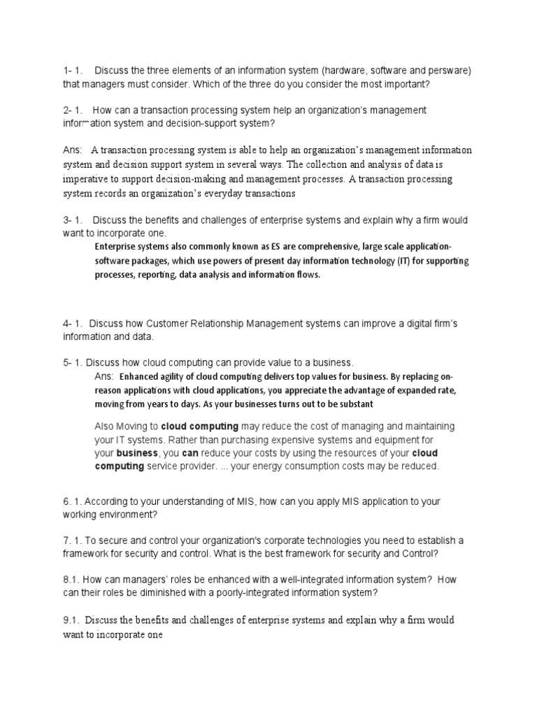 Key Elements of Information Systems | PDF | Computers
