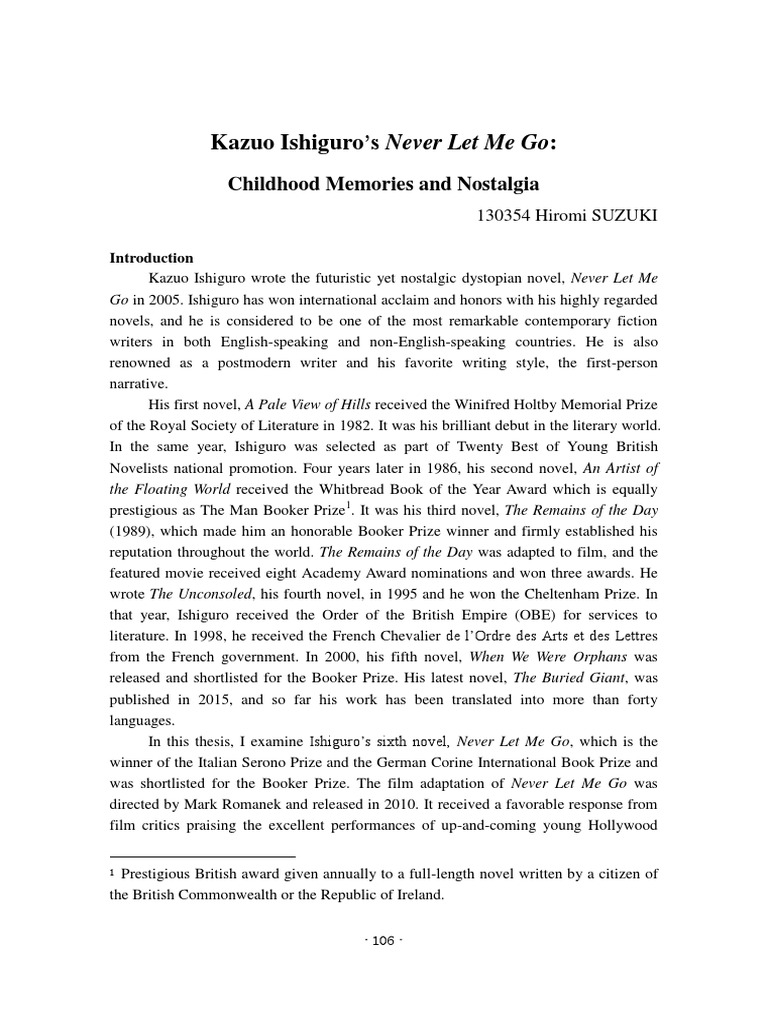 Kazuo Ishiguro's Never Let Me Go:: Childhood Memories and Nostalgia | PDF