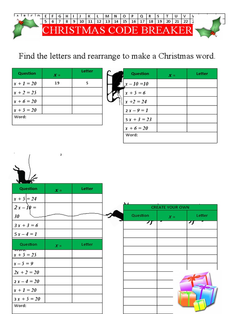 Christmas Code Breaker: Solving Word Puzzles Through Mathematical ...