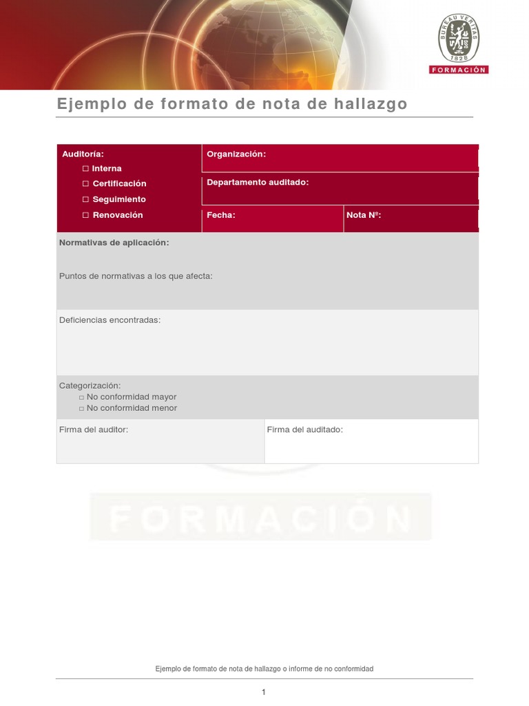 Ejemplo Formato Nota Hallazgo | PDF