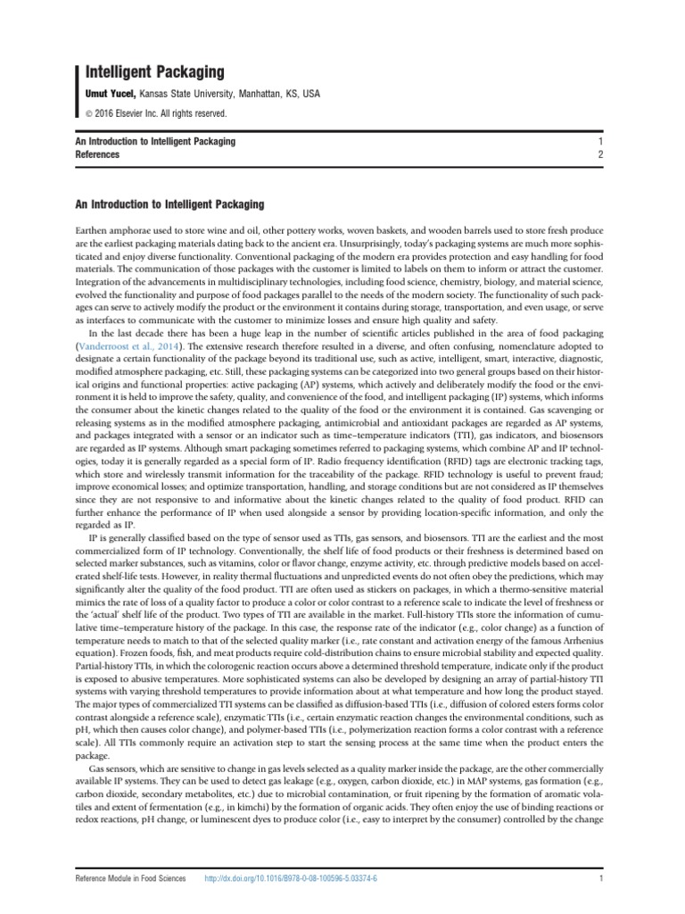 An Introduction To Intelligent Packaging | PDF | Biosensor | Packaging ...