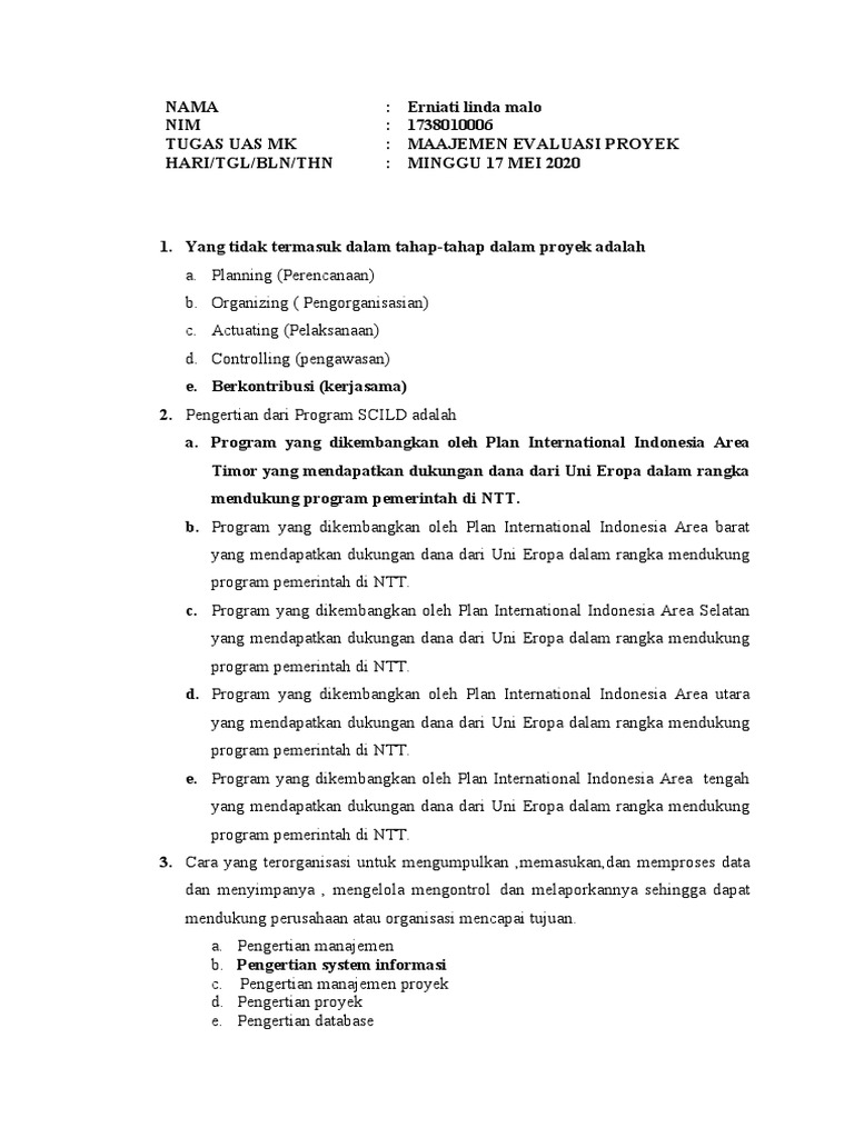 Erniati Linda Malo - Uas Manpro | PDF