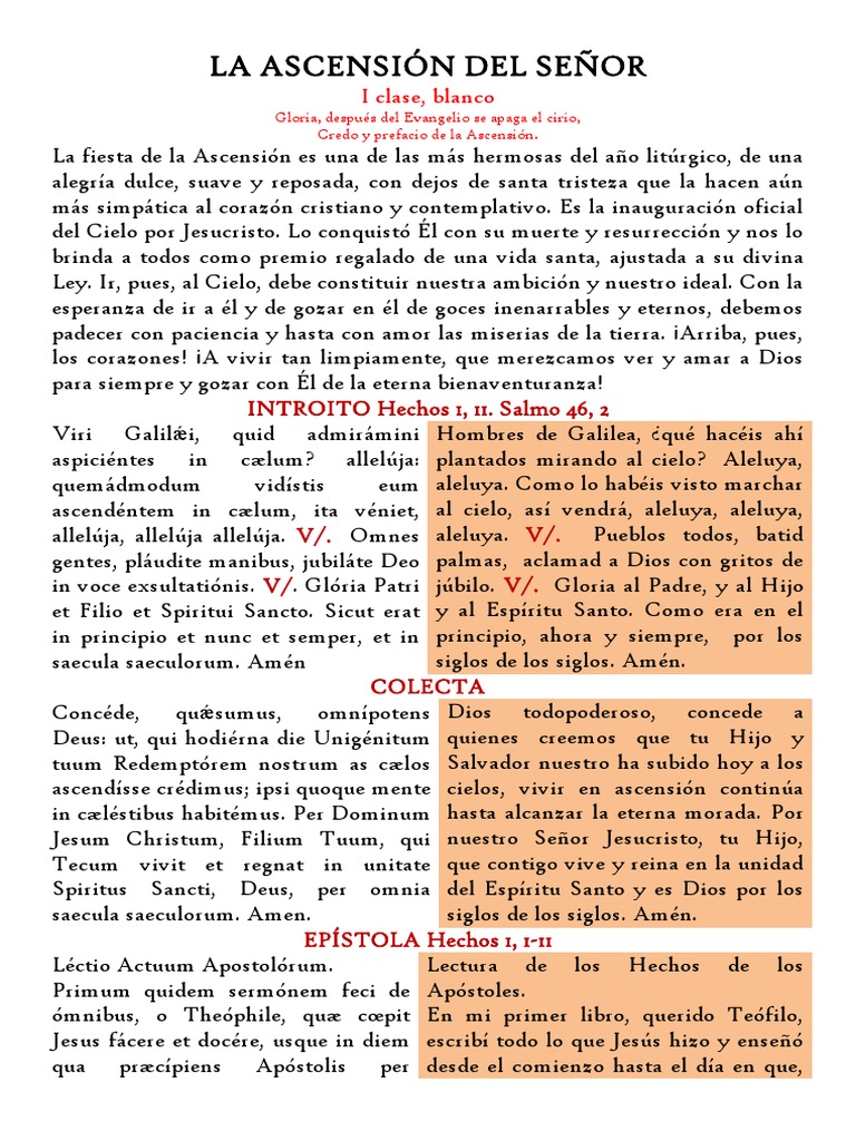 La Ascensión Del Señor PDF | PDF | Ascension de jesus | espíritu Santo