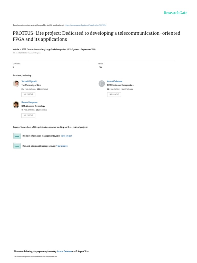 PROTEUS-Lite Project Dedicated To Developing A Tel PDF | PDF | Field Programmable Gate Array ...