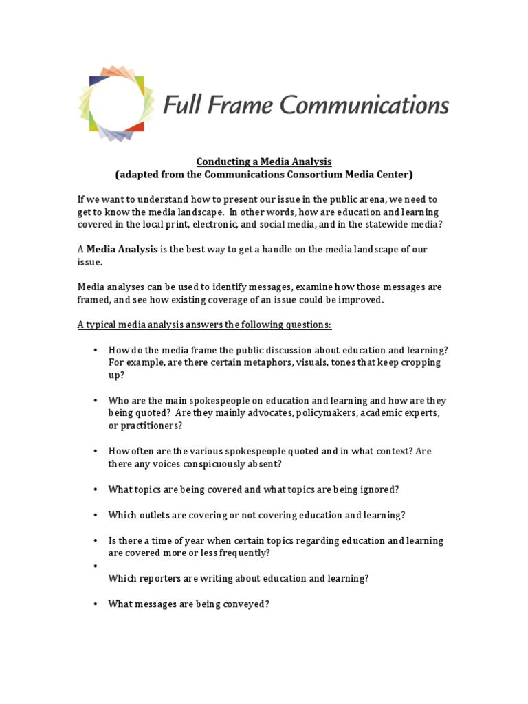 Conducting A Media Analysis - FINAL | PDF | News | Public Sphere